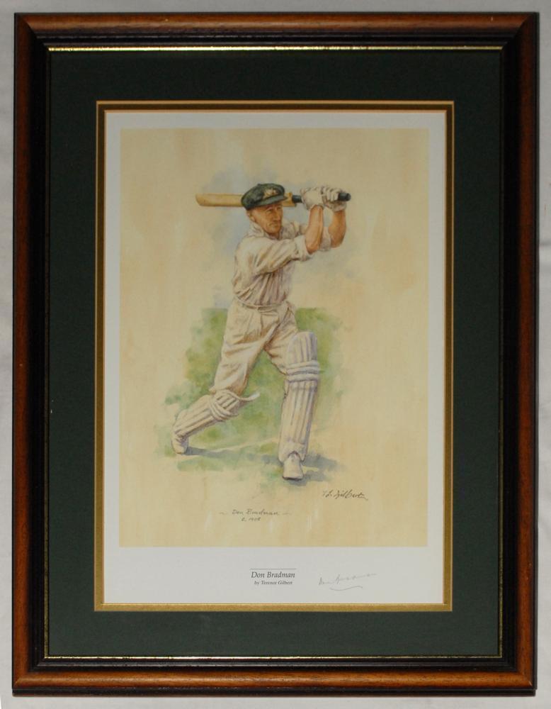 ‘Don Bradman’. Terence Gilbert. Attractive colour print of Bradman in ...